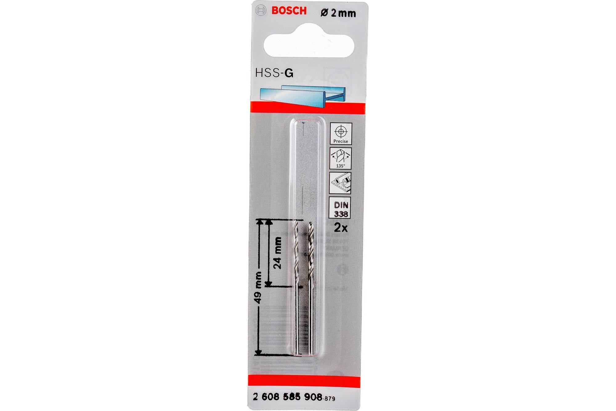 Сверло Standard по металлу 2 шт. (2х24/49 мм; HSS-G) Bosch 2608585908