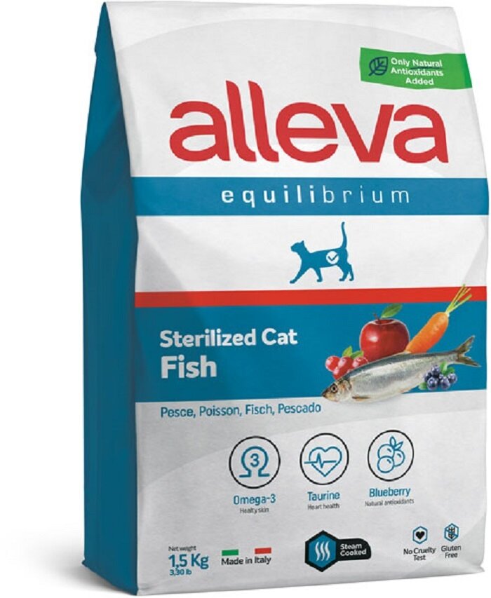 Alleva Equilibrium Sterilized Fish сухой корм для взрослых стерилизованных кошек с рыбой - 1,5 кг