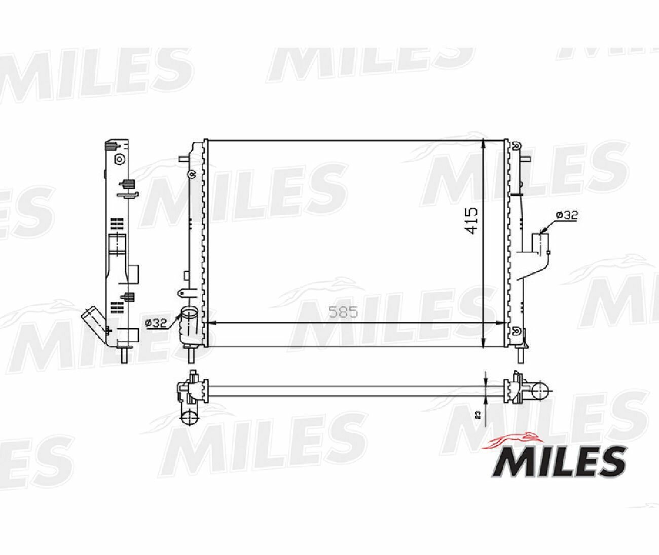 Радиатор RENAULT LOGAN/SANDERO 08-/DUSTER 10- 1.6/1.5D / LADA LARGUS 1.6 12- AT, MILES ACRM037
