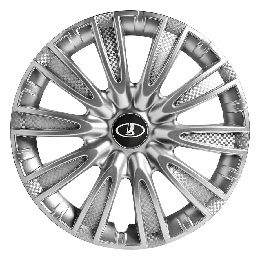 Колпаки ЛАД торнадо R15", серебристый карбон, 4 штуки