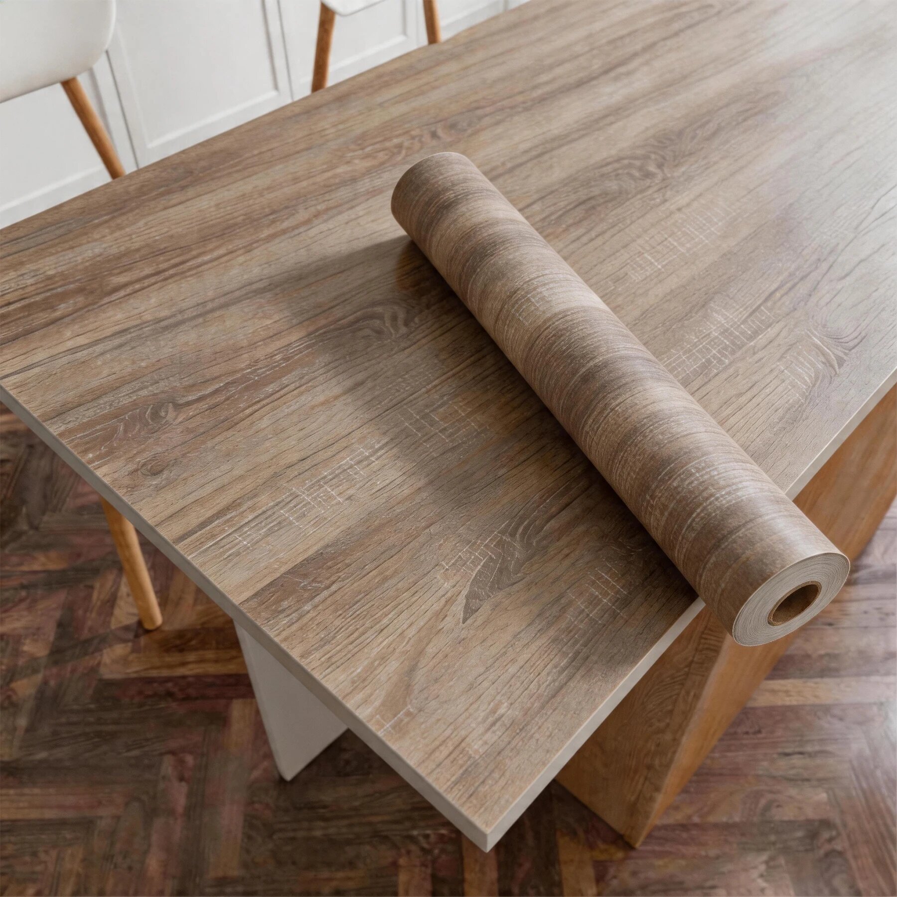 Самоотклеивающиеся виниловые обои под дерево Brown HUANG XIANG MU, 55X100CM