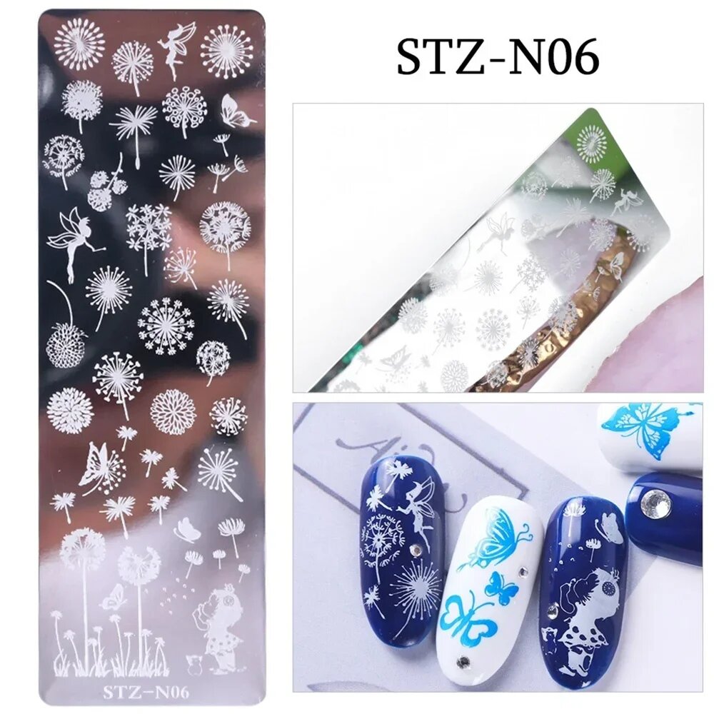 Пластина для стемпинга ногтей STZ-N06, Цвет: 06, одуванчики