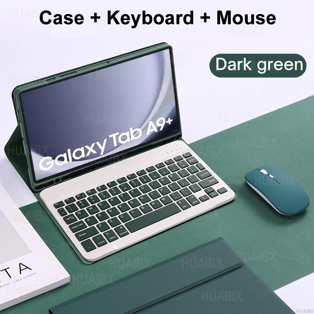 Чехол-клавиатура для Samsung Galaxy Tab A9 Plus, Dark Green-2, Russian