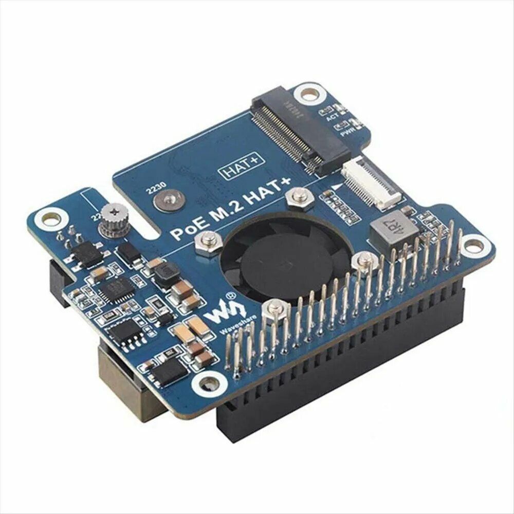 Плата расширения POE + PCIe для Raspberry Pi 5 с поддержкой M.2 NVMe SSD (HAT+ Pi5 2242/2230), протоколом NVMe M2.