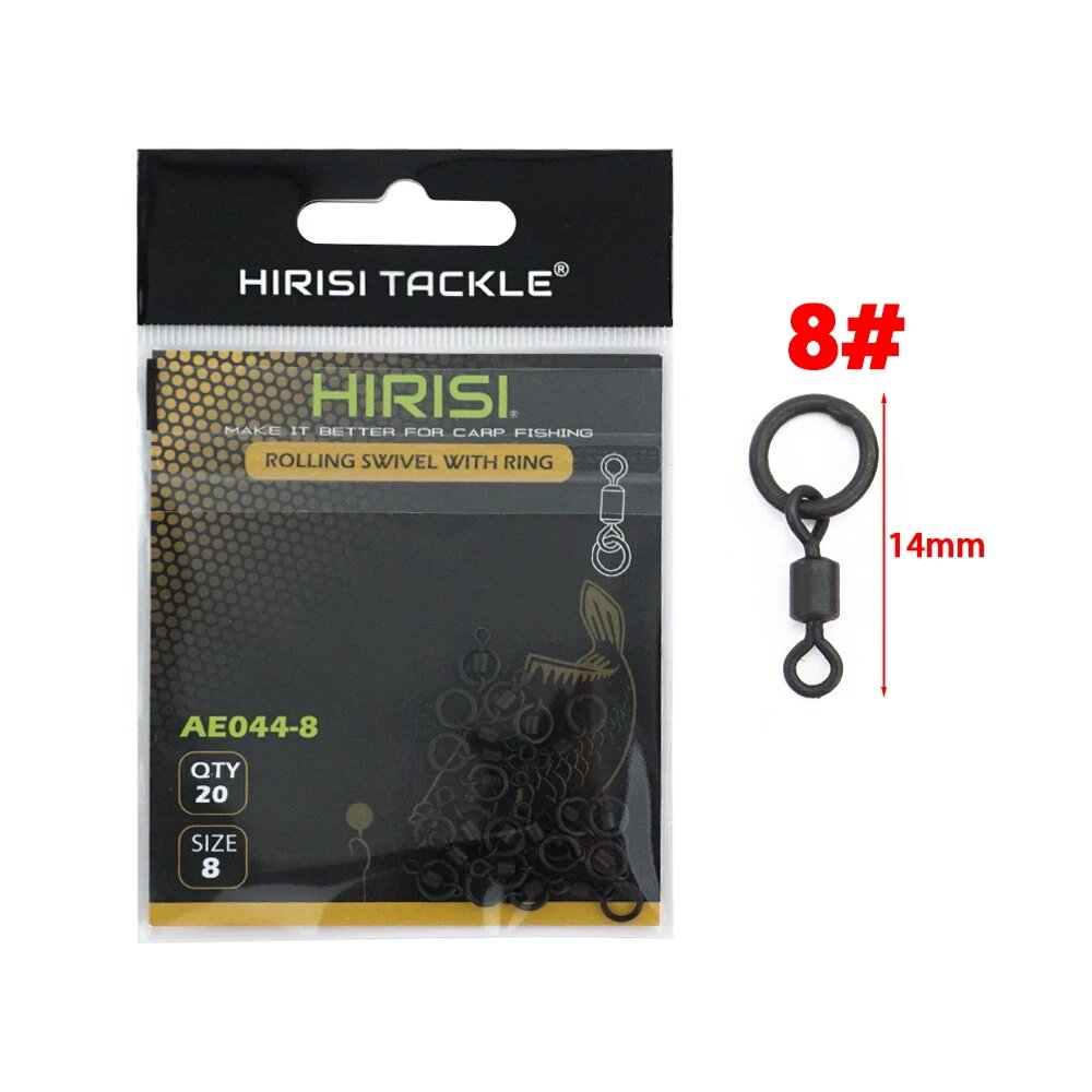 Hirisi Вертлюги для рыбалки, Size 8, 20 шт