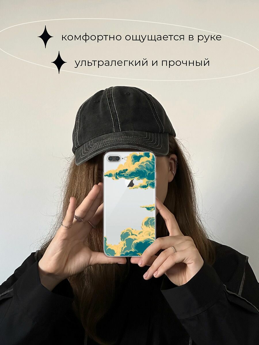 Чехол на Apple iPhone 7 Plus / Айфон 7 Плюс с принтом Звездное небо с облаками, прозрачный — фото 1