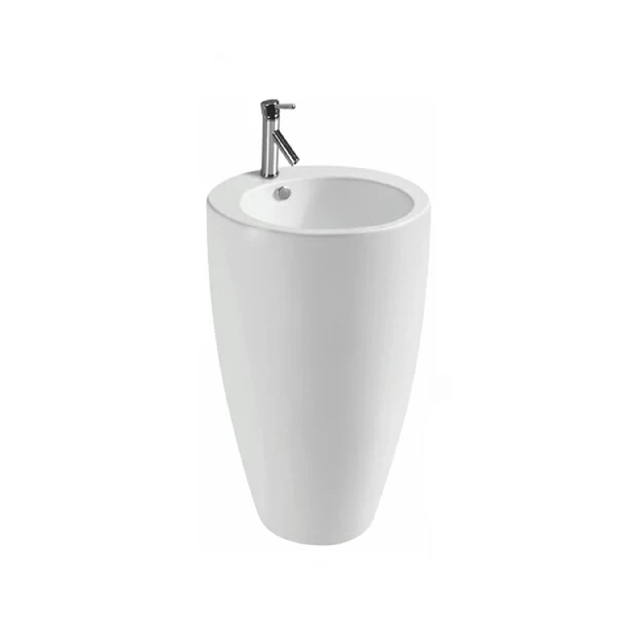 Раковина для ванной CeramaLux B133-1, 83х36х37.5 см, напольная, круглая, фаянс, белый