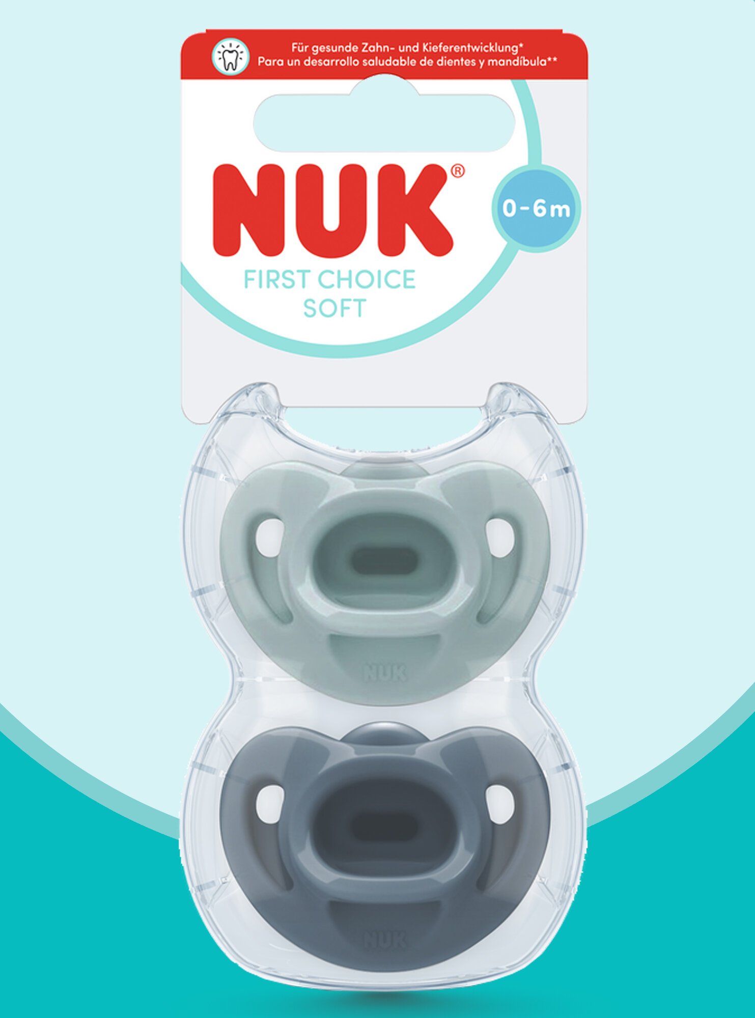 NUK FC SOFT Соска для новорожденных 0-6 месяцев, 2 штуки в контейнере