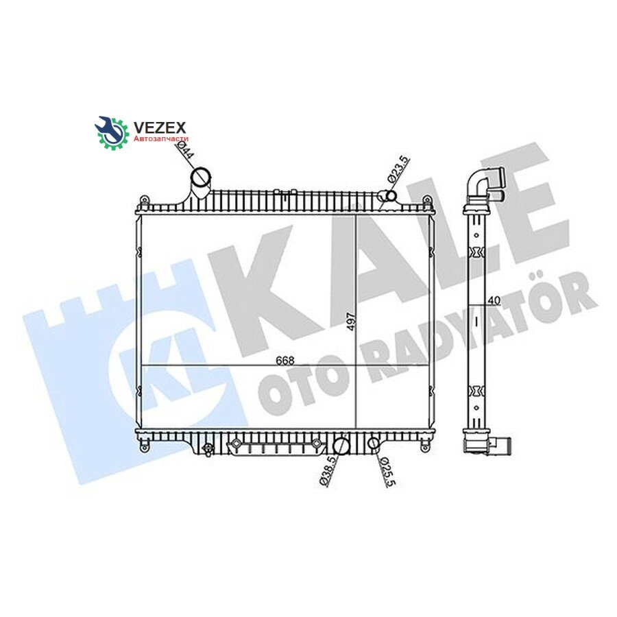 KALE 360170 Радиатор охлаждения для а/м Land Rover Range Rover III (01-)/Range Rover Sport I (05-) 3.6TD паяный