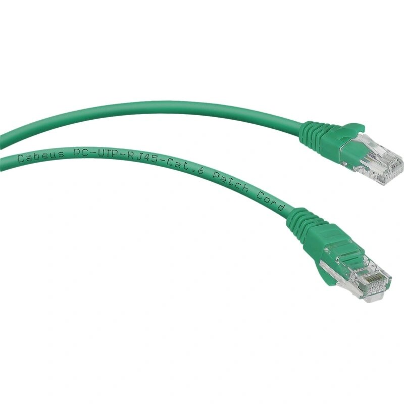 Патч-корд Cabeus PC-UTP-RJ45-Cat.6-5m-GN-LSZH U/UTP, кат6,2xRJ45/8p8c, зелен