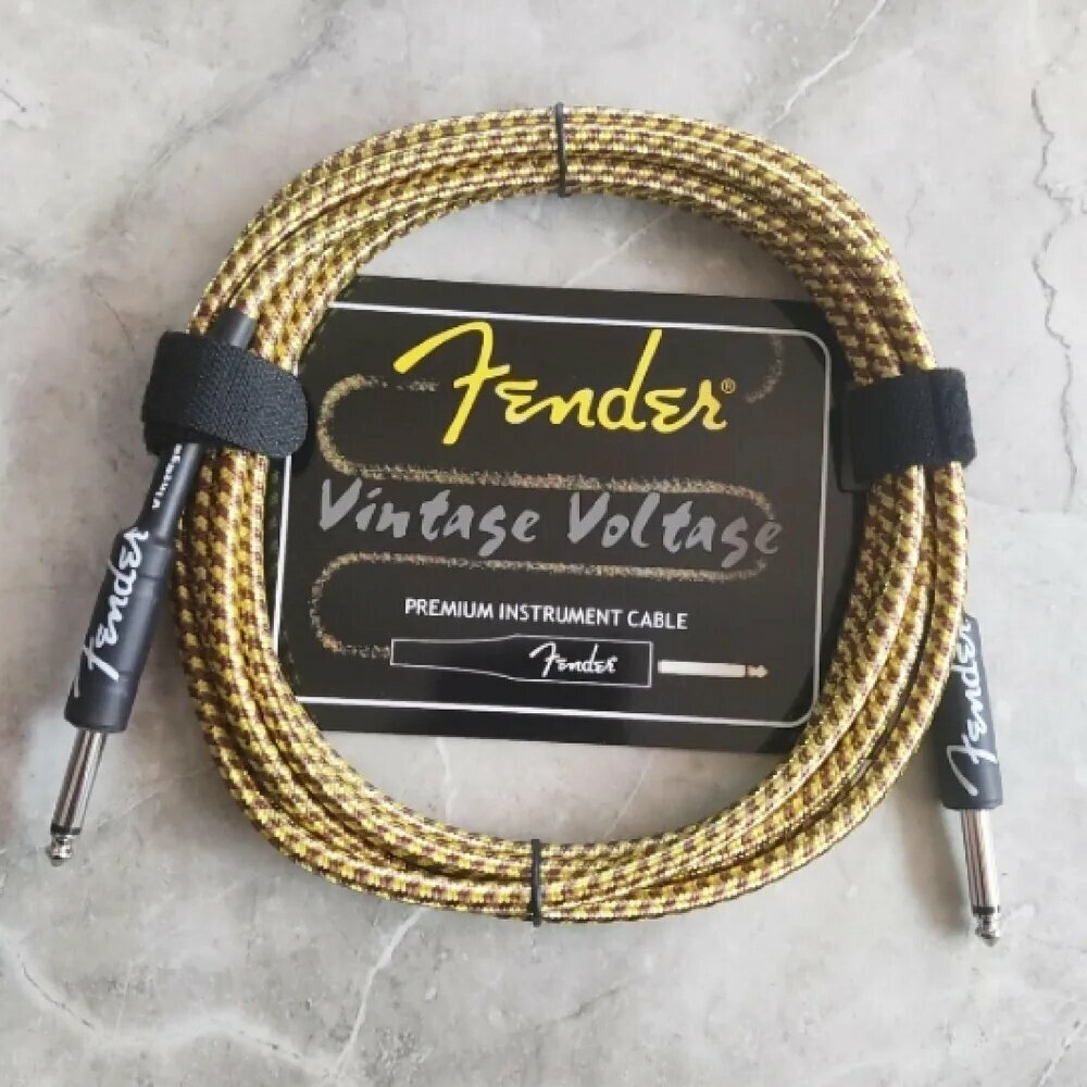 Премиум гитарный кабель 3 метра 6.3 jack Fender Vintage Voltage, золотой, шнур для для электрогитары, электроакустической, провод для комбика.