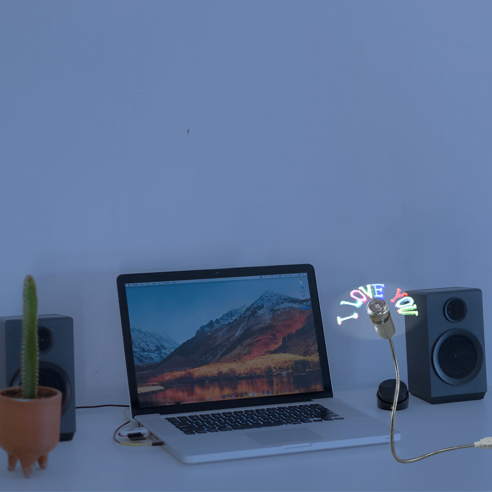 Гибкий мини USB светодиодный мигающий вентилятор охлаждения программируемый редактор Word для ПК ноутбука настольного компьютера (серебристый)