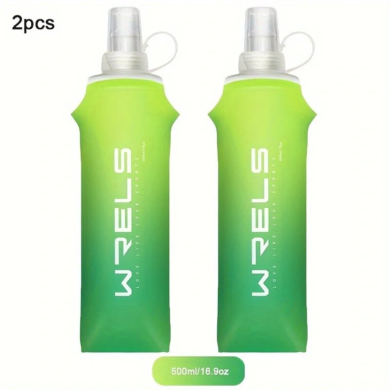 WRELS Складная силиконовая бутылка для воды Зеленый, 2pcs green 500