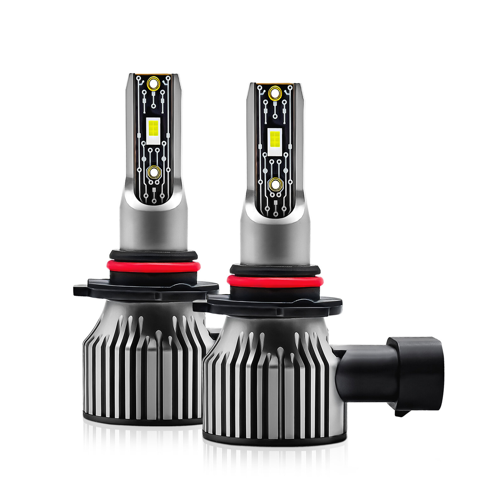 Лампы для фар LED 9005/HB3 IP68 водонепроницаемые 6500K 120W 12000LM, 2 штуки, серый цвет, материал авиационный алюминиевый сплав, светодиод 12 чипов 3570-55mil, тип света прожектор, напряжение 10-32V, температура работы -40℃~85℃, срок службы >50000ч