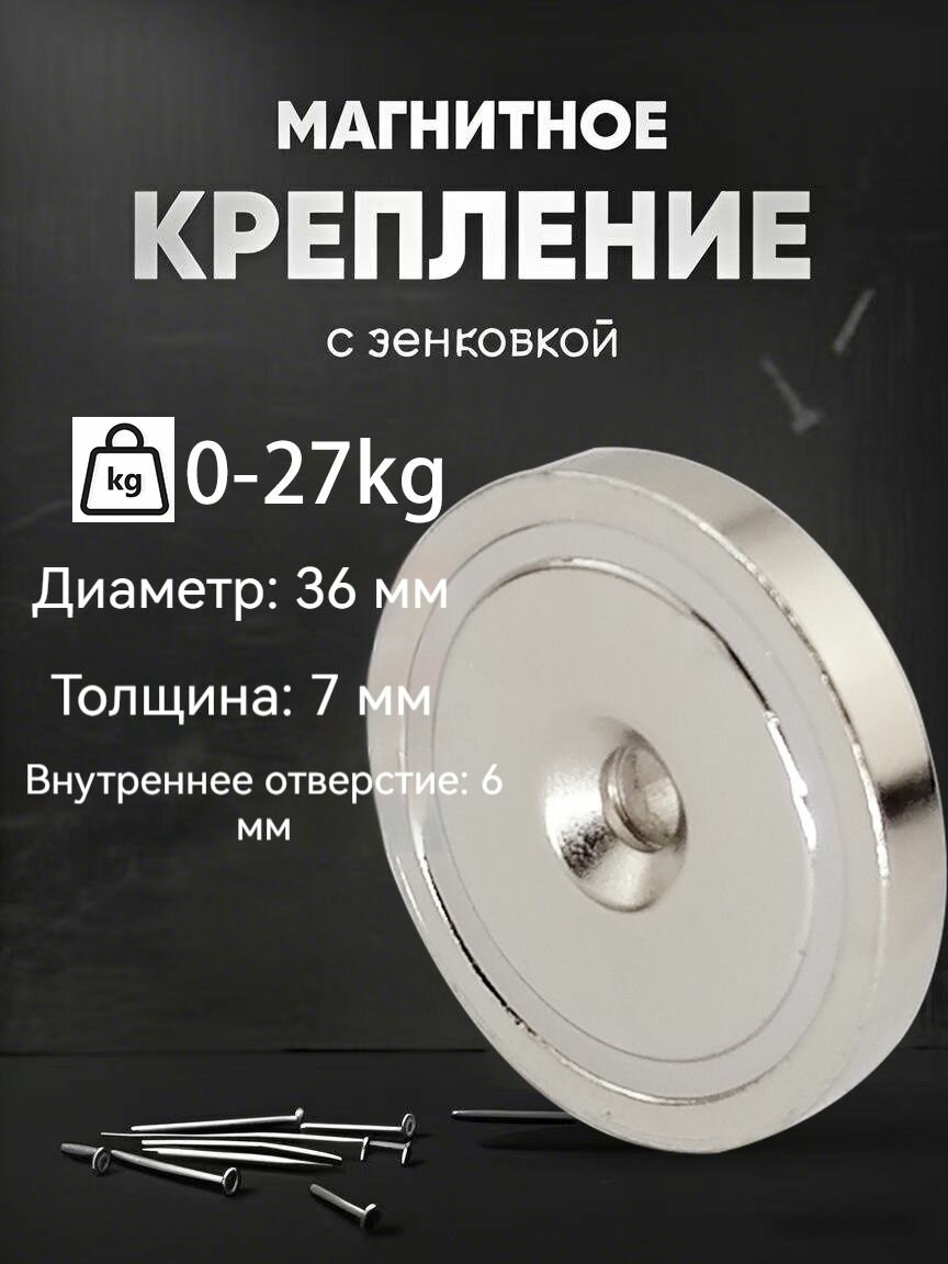 Магнитное крепление Forceberg с отверстием для самореза A36