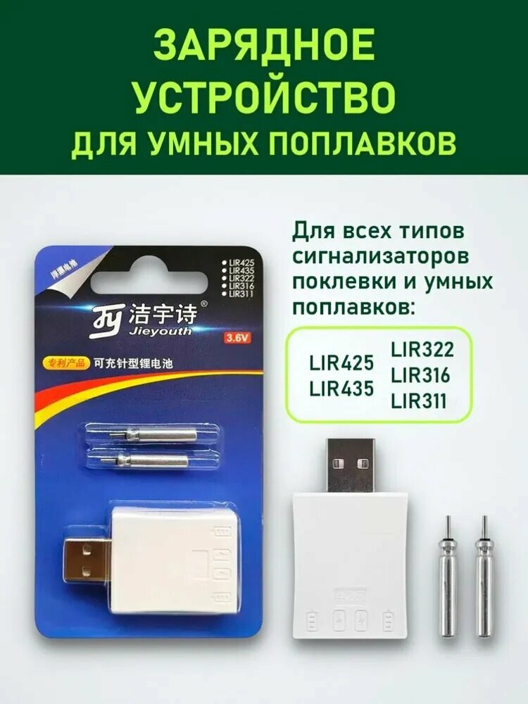 Универсальное зарядное устройство LIR 425 с 2 аккумуляторами в комплекте для фототехники, электроники и приборов