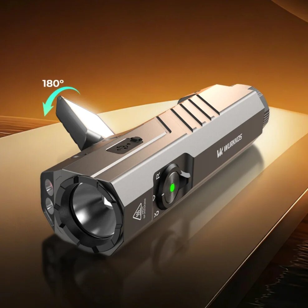 Фонарик EDC Wurkkos HD05 с поворотным 180° крылом, 3000 люмен, 4 в 1, с УФ, белым и красным светом, водонепроницаемым, встроенной батарейкой 5000 мАч