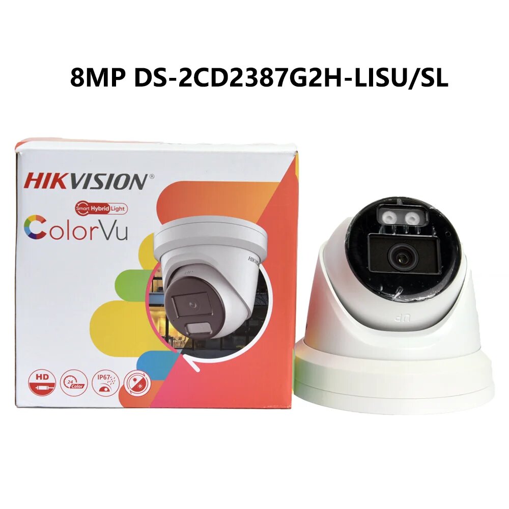 IP-камера Hikvision 8MP DS-2CD2387G2H-LISU/SL 4MP DS-2CD2347G2H-LISU/SL Smart Hybrid Light ColorVu Turret с встроенной двусторонней аудиосистемой