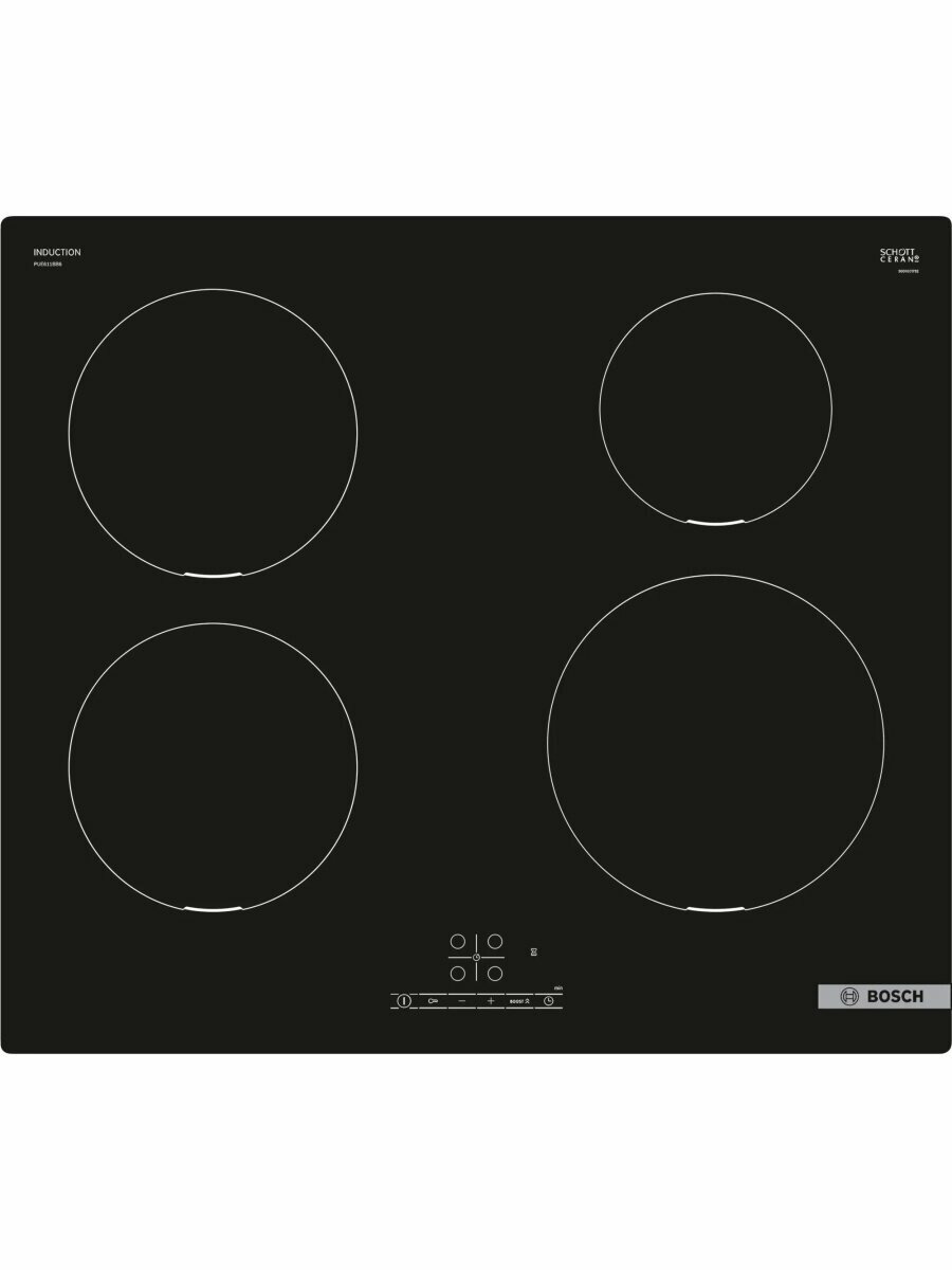 Индукционная варочная панель Bosch PUE611BB6E, независимая, черный