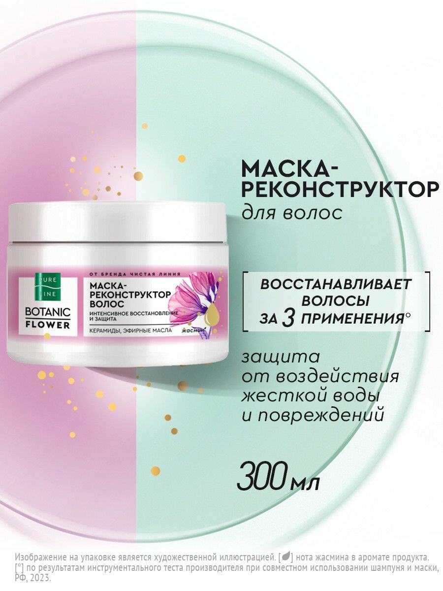 Маска для волос Pure Line Восстанавливающая с керамидами и маслами от бренда Чистая Линия 300 мл