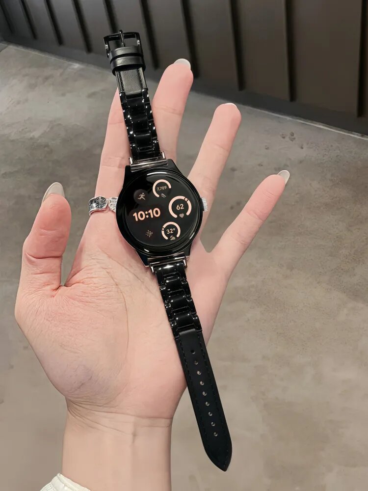 Керамический кожаный ремешок для часов, подходит для фитнес-браслета Google Pixel Watch 1/2/3 41MM, модный ремешок