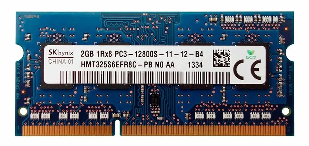 Hynix Оперативная память для ноутбуков DDR3 PC12800 1600Mhz DDR3, 1600 МГц, 1 x 2 ГБ (Модель HMT325S6EFR8C-PB)