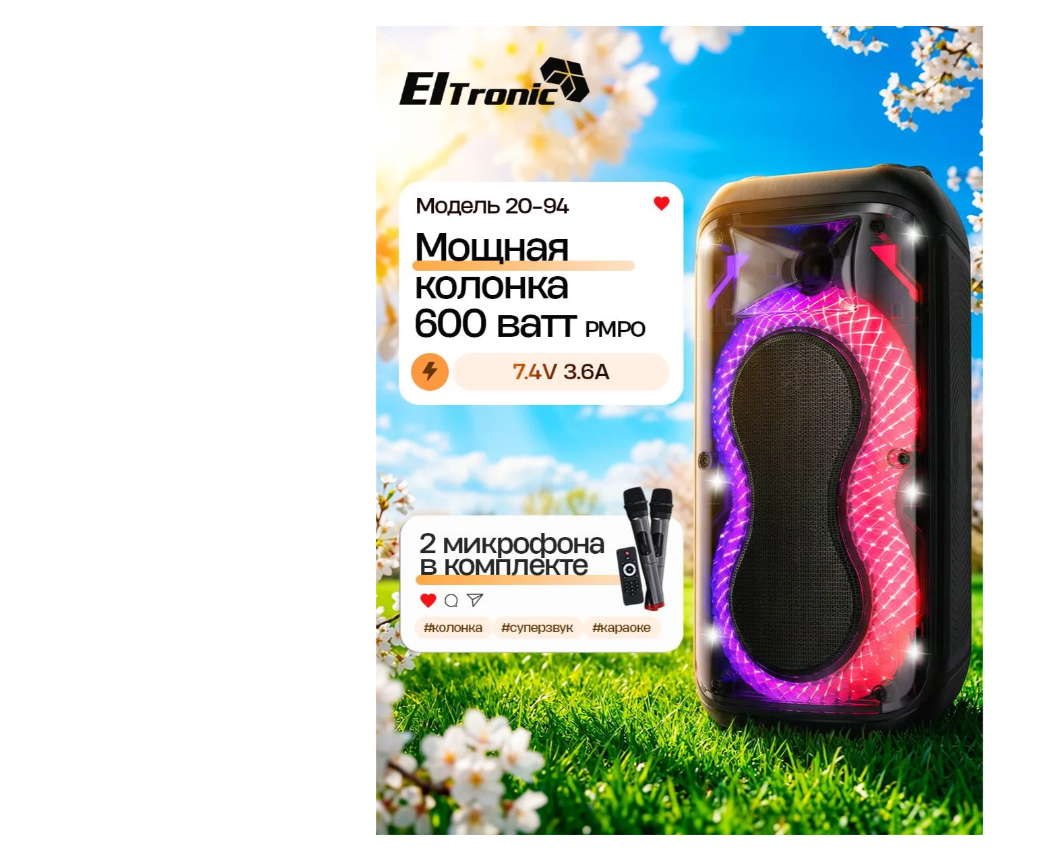 Портативная колонка Eltronic 20-94 DANCE BOX 600 black
