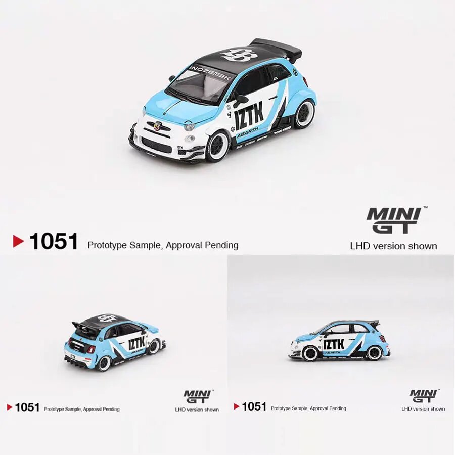 MINIGT 1:64 Abarth 595 LBWK Модель автомобиля из литого сплава 1051 # Коллекция итальянских спортивных купе, металлическая модель для демонстрации