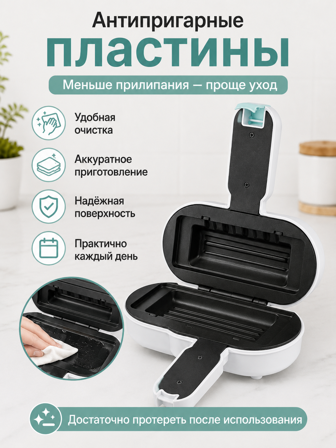 Многофункциональная сэндвичница 3 в 1, для тостов и панини, белая