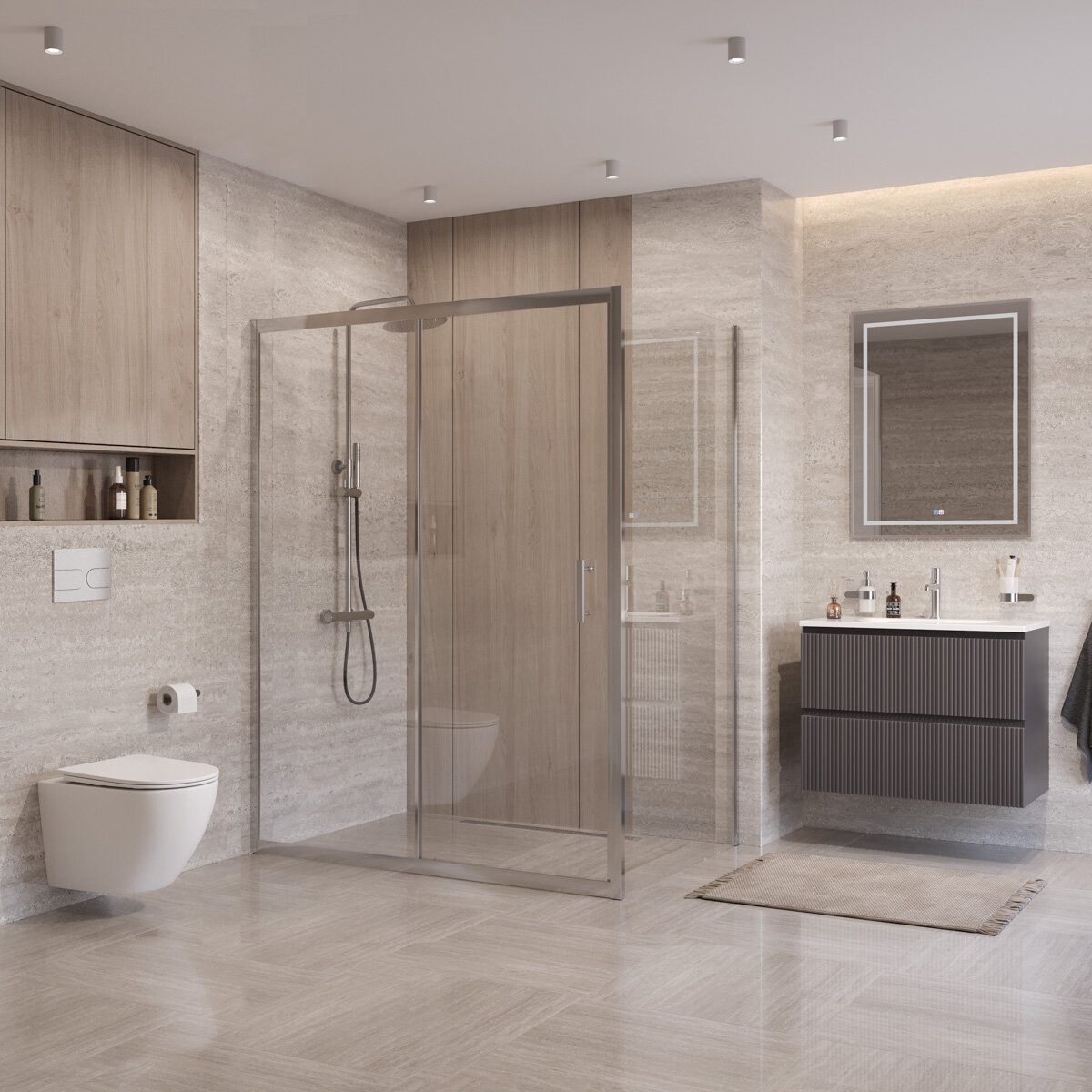 Душевой уголок Belbagno Uno 160х100 UNO-195-AH-1-160/100-C-Cr хром