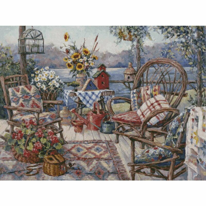 Hабор для вышивания крестиком Amishop Вид с балкона Химера , 73 x 54 см, 54 цветов, 14CT Aida, 400 x 300 стежка