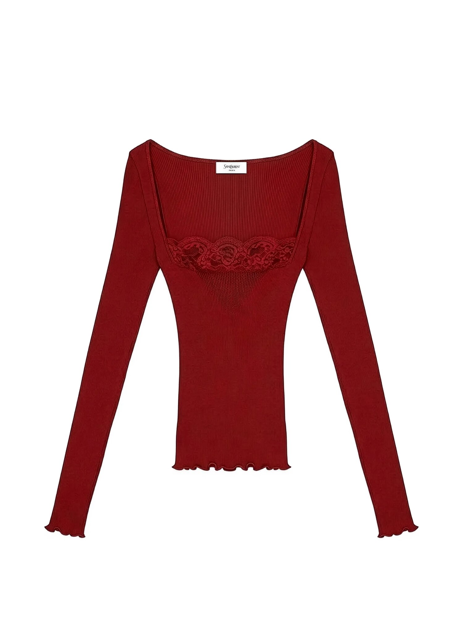 Топ Lace-trim ribbed top