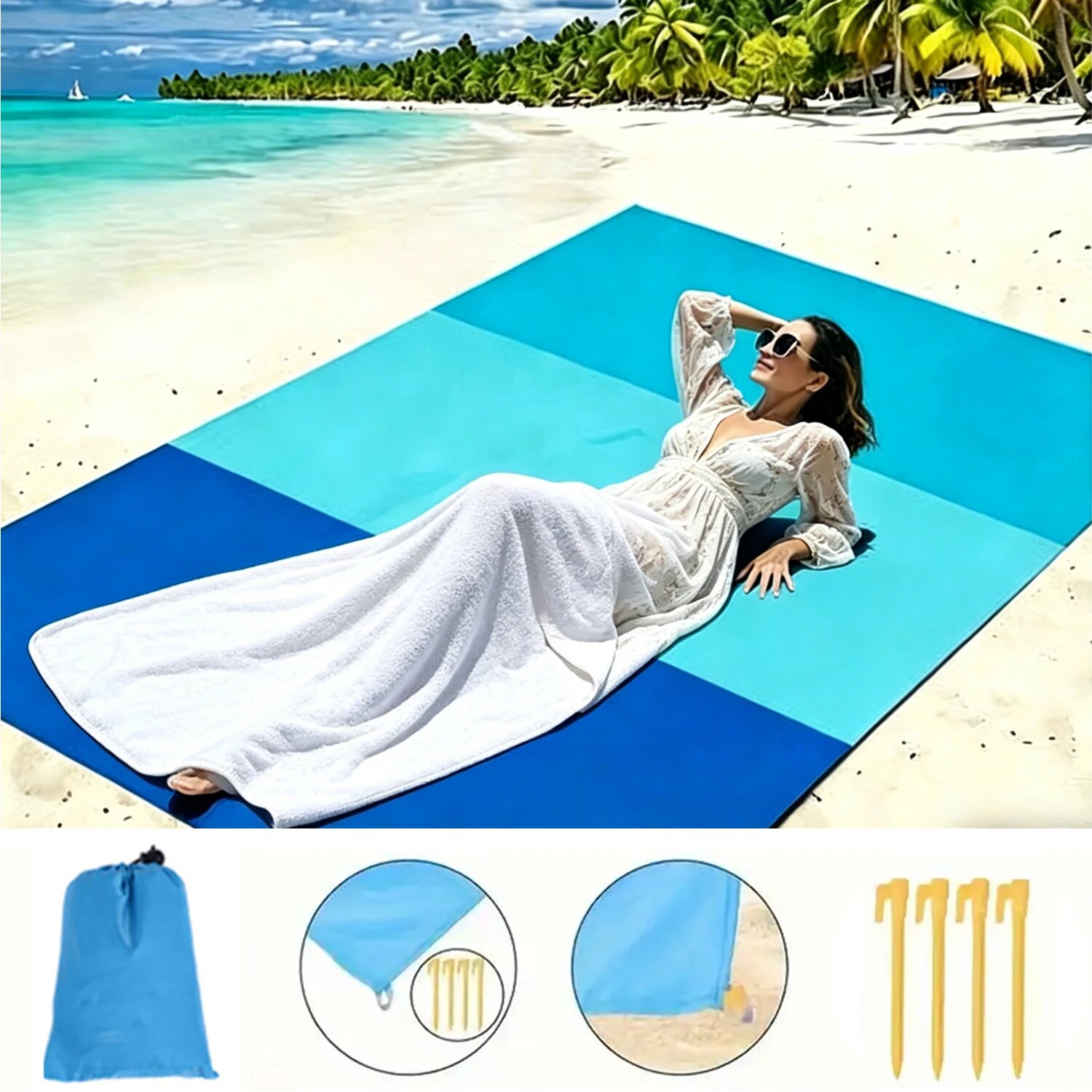 Портативный пляжный коврик для 4-6 человек 200 x 140cm 3P