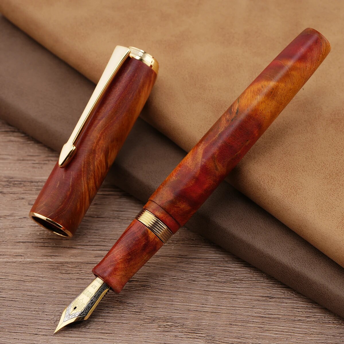 Hongdian A7 перьевая ручка из стабилизированного дерева, красная, F