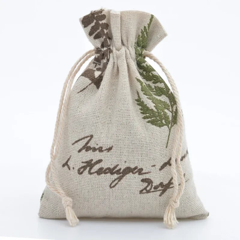 МерiLover Многоразовые мешочки из хлопка 29 цветов Бежевый, english leaves, 13x18cm