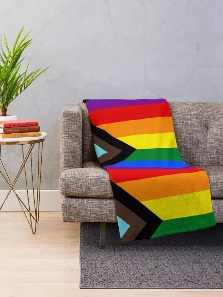 Плед с флагом Progress Pride, уютный плед, подарок на день рождения для него и для нее — фото 1