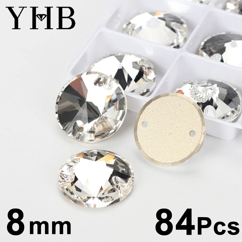 Стразы YHB Rivoli 8mm, серебряные, 84шт