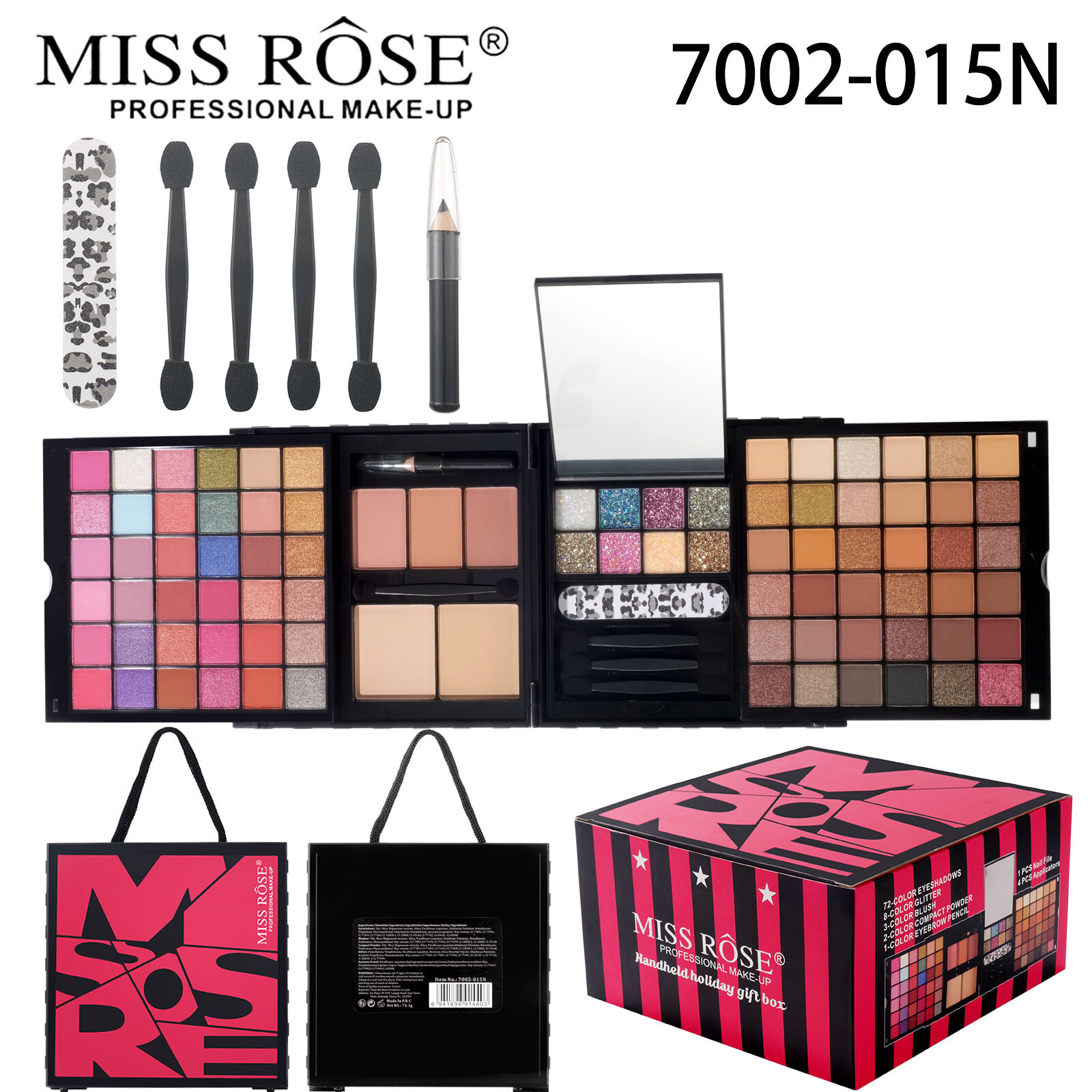 Палетка макияжа MISS ROSE 7002-015N компактная палетка