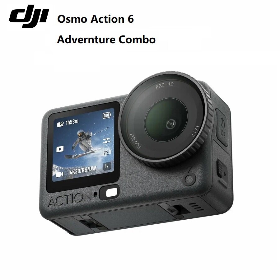 Экшн-камера DJI Action 6 Adventure Combo, IP68, OLED сенсорный дисплей, черный (неактив), водонепроницаемость до 20 м
