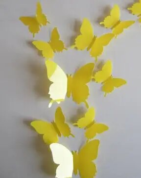 3D бабочки на стену, светло-желтые