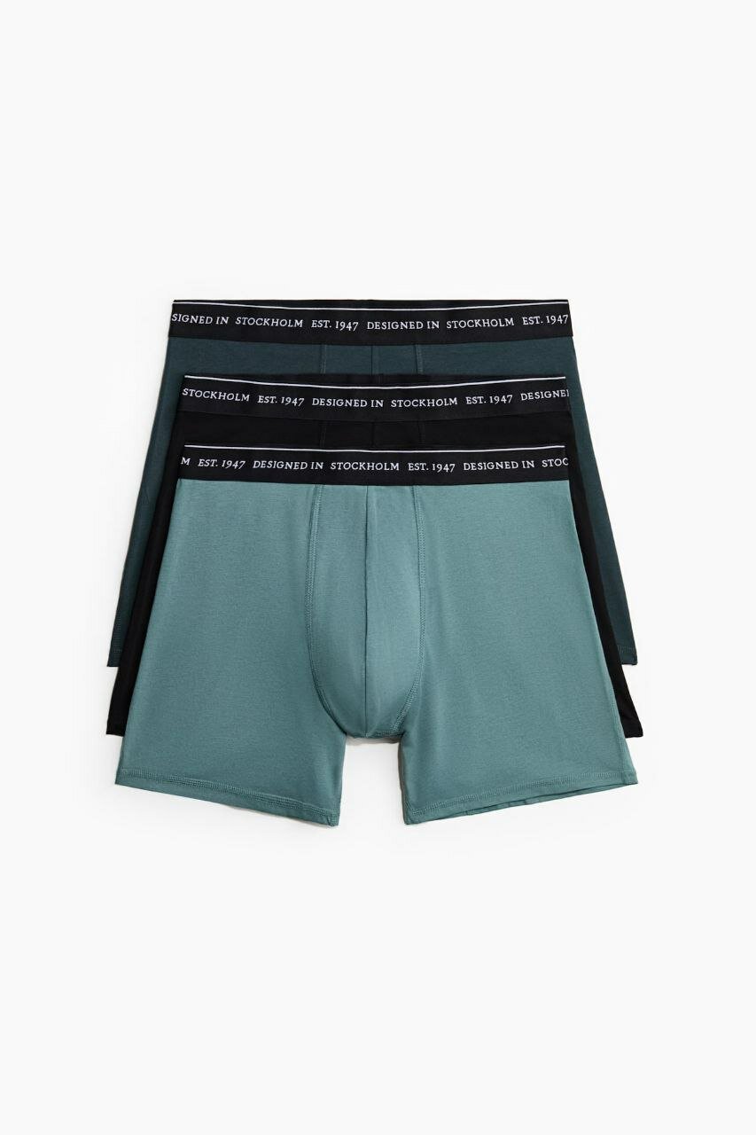 Трусы H&M, комплект из 3 шт., размер 2XL, зеленый, бирюзовый, черный — фото 1