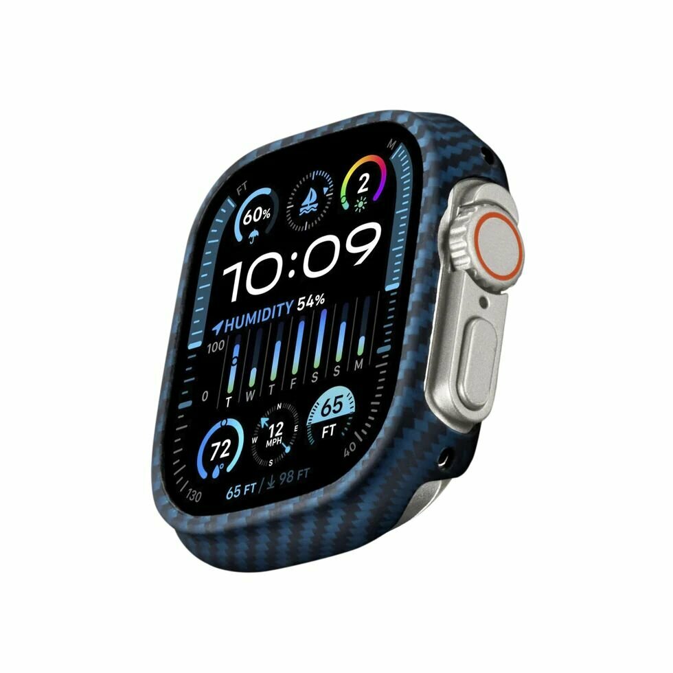 Чехол PITAKA Air Case для Apple Watch 49мм Ultra/Ultra 2 чёрно-синий Black/Blue