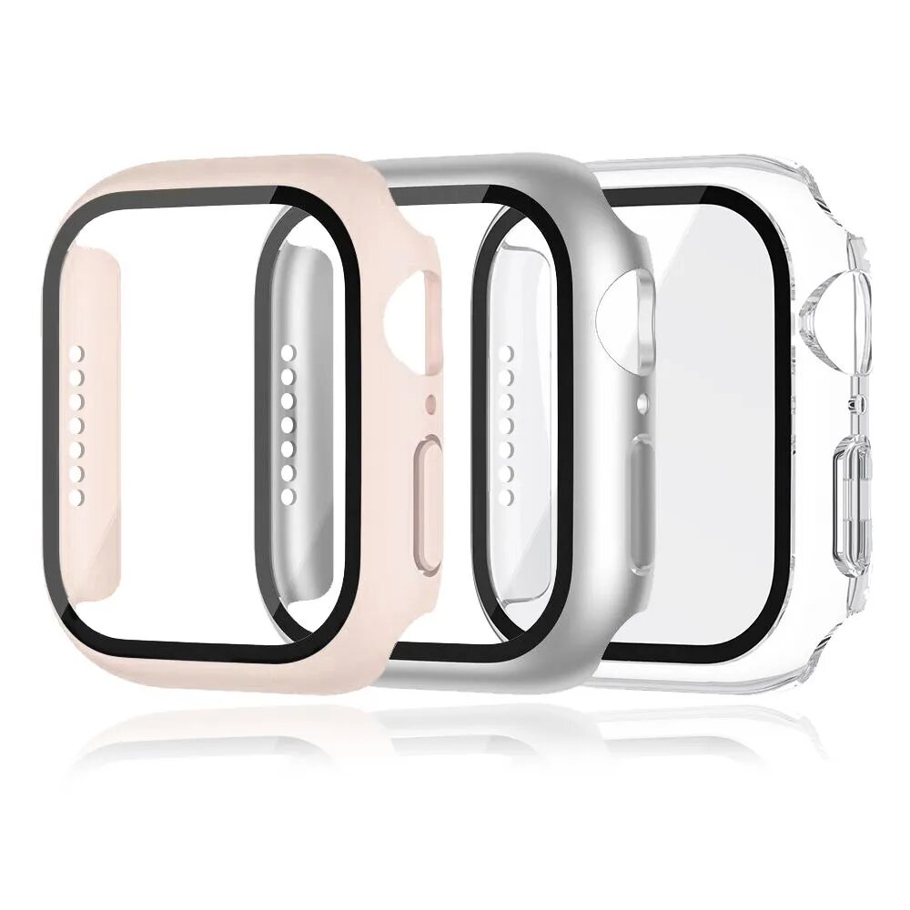 Набор из 3 частей, Защитный кейс со стеклом для Apple Watch 4, 5, 6, SE, SE2, SE2023, SE2024, SE3 44 мм, бампер со стеклом