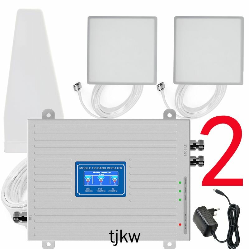 Репитер 2G 3G 4G GSM LTE 900 1800 2100 mhz (комплект три-диапазонный усилитель сотовой связи/интернета 15+3м)