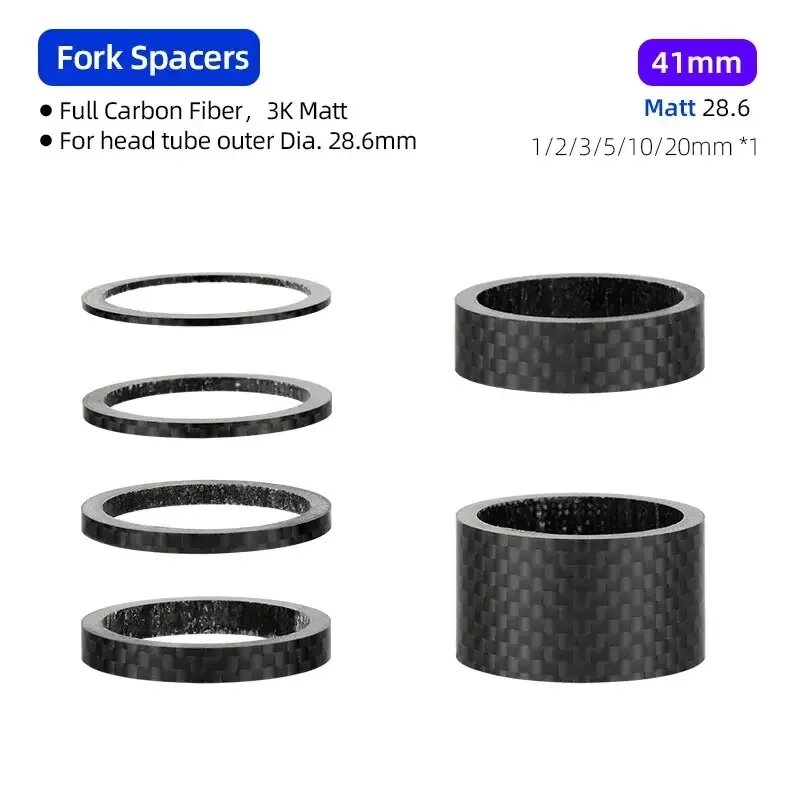 Проставки из карбона 3K для велосипеда 1-1/8" M28.6 H41mm P6