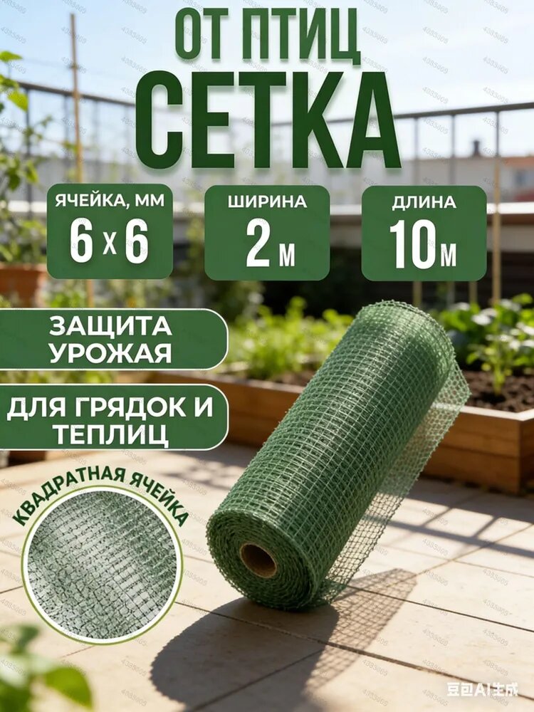 Сетка садовая защитная от птиц, Пластик,10х2м