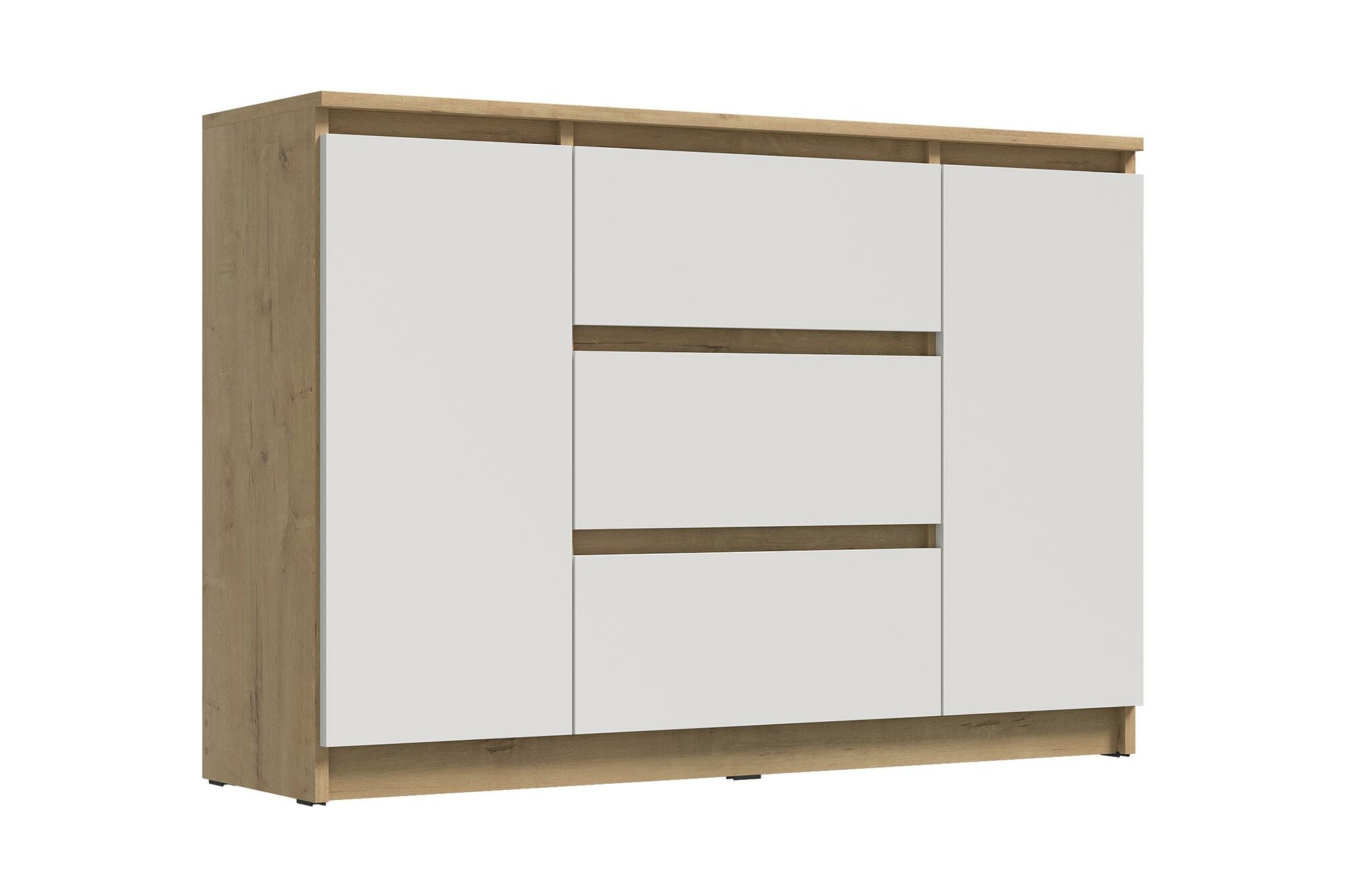Комод для одежды Нонтон Вега, 75.5x32.4x109.8x см, 2 двери и 3 ящика, коричневый, Белый гладкий