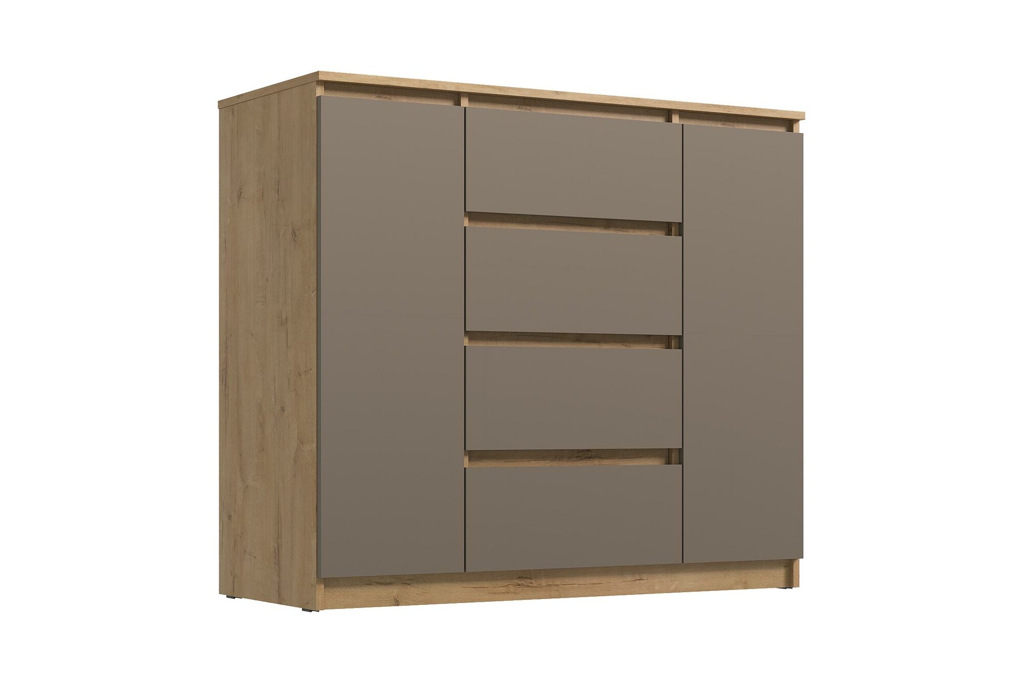 Комод для одежды Нонтон Вега Люкс, 98x46.6x109.8x см, 2 двери и 4 ящика, коричневый, Мокко