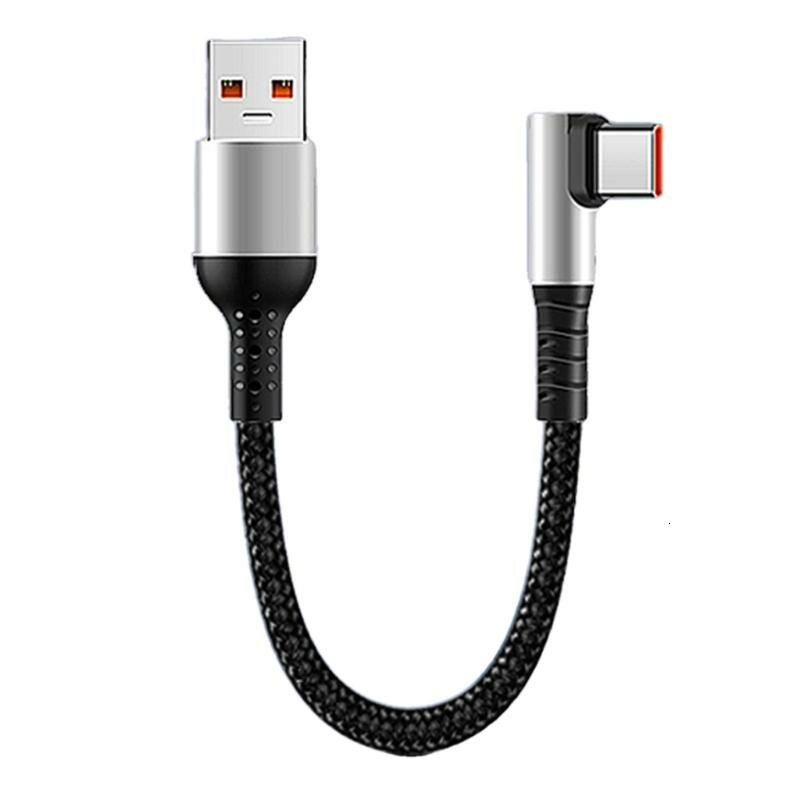 Зарядный кабель USB‑C 6A нейлоновый, 0.25m - одиночный локоть