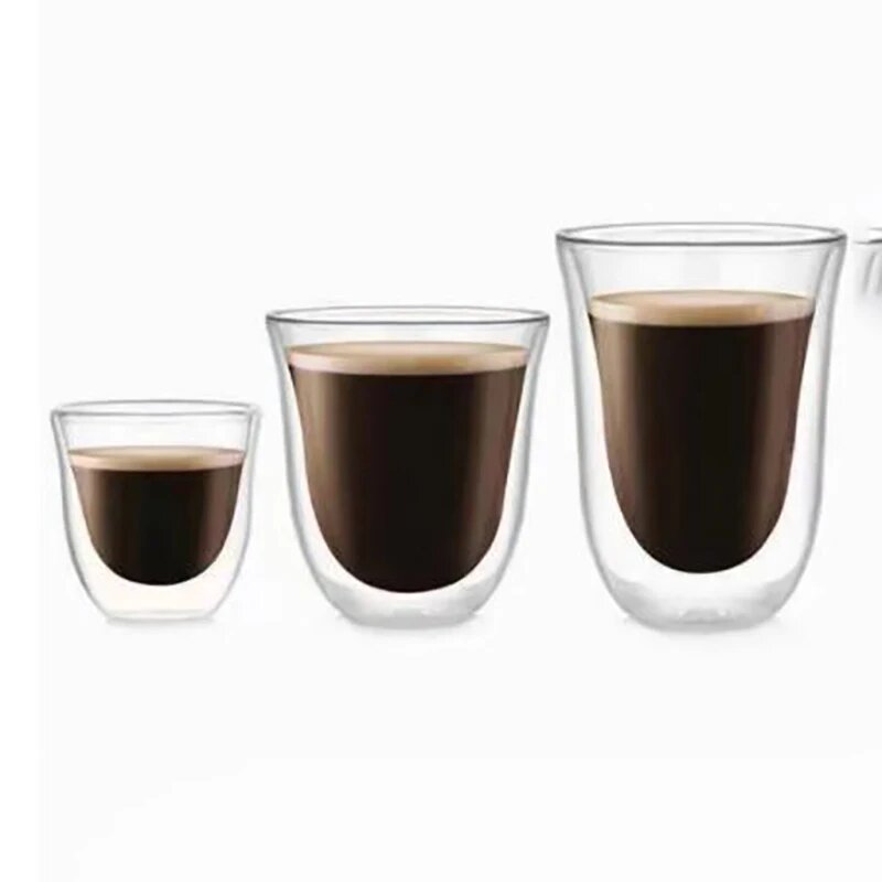 Прозрачная стеклянная чашка с двойными стенками 80 мл 80ml, 1pcs cup